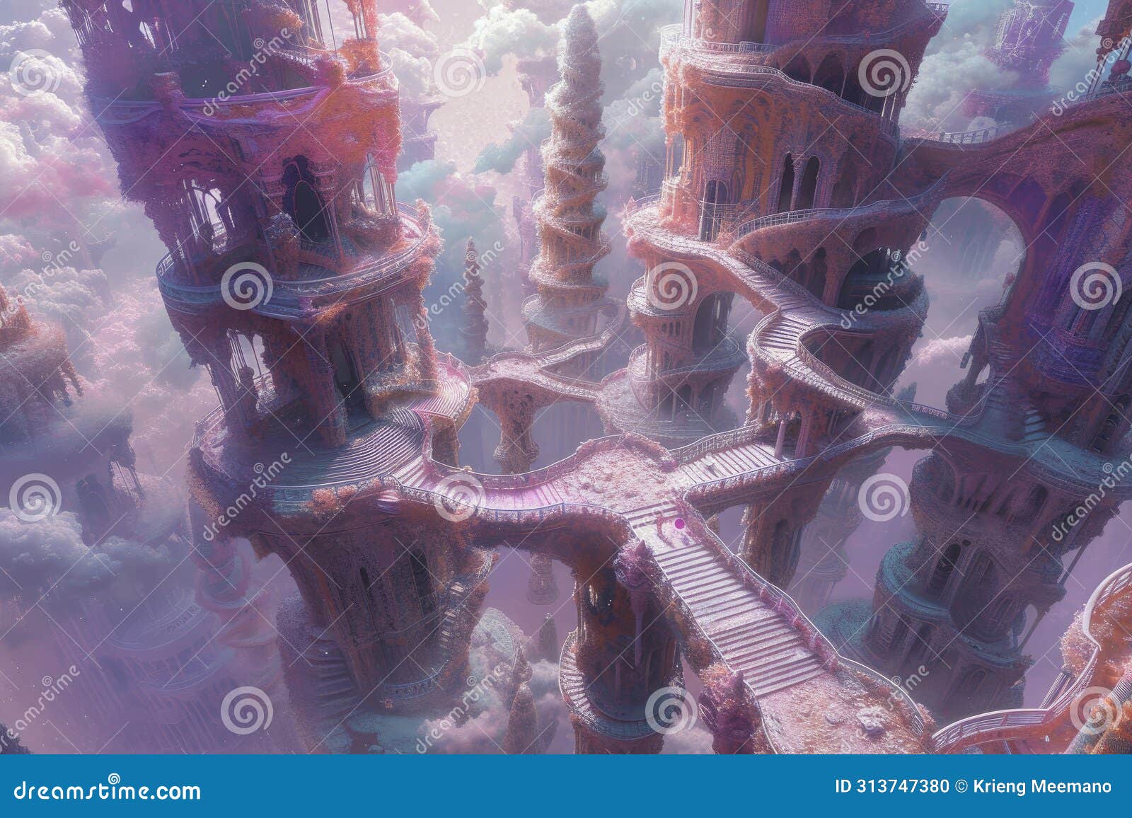 Unknown Dimensions: Staircases in a Dream Realm Stock Illustration ...