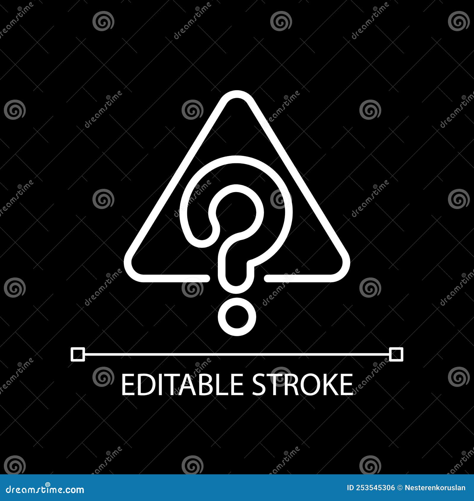 Unknown Error White Linear Icon for Dark Theme Stock Vector ...