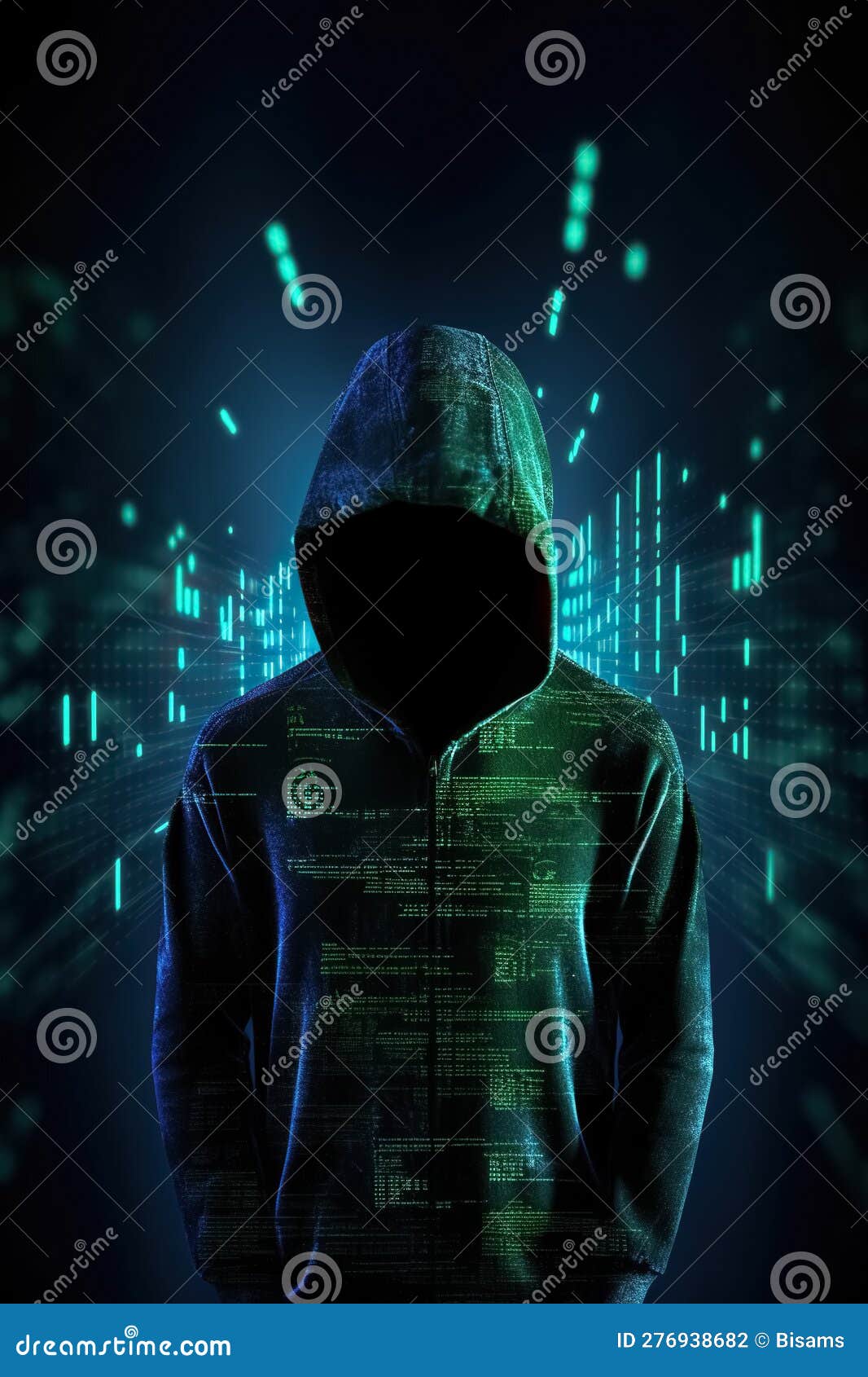 Hacker Hiding His Face Under Hood Trying To Cyber Attack Using Laptop Internet Crime Computer
