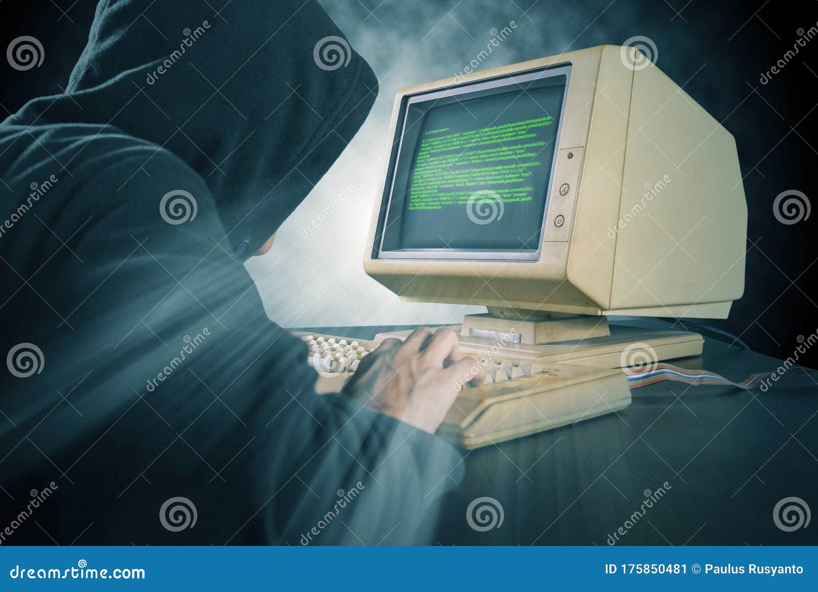 Unknown Hacker Doing Cyber Crime Stock Image - Image of desk, binary ...