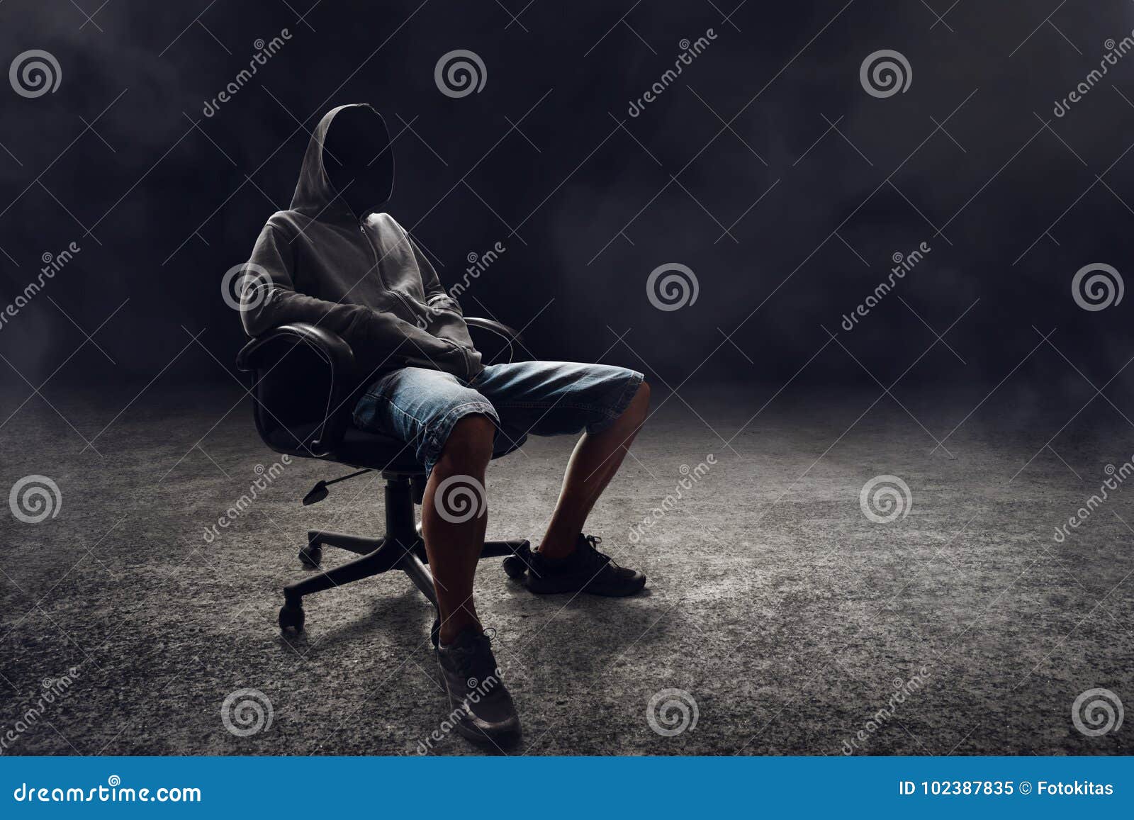 Unknown Hacker Sit on Dark Room Stock Image - Image of hoodie, bandit ...