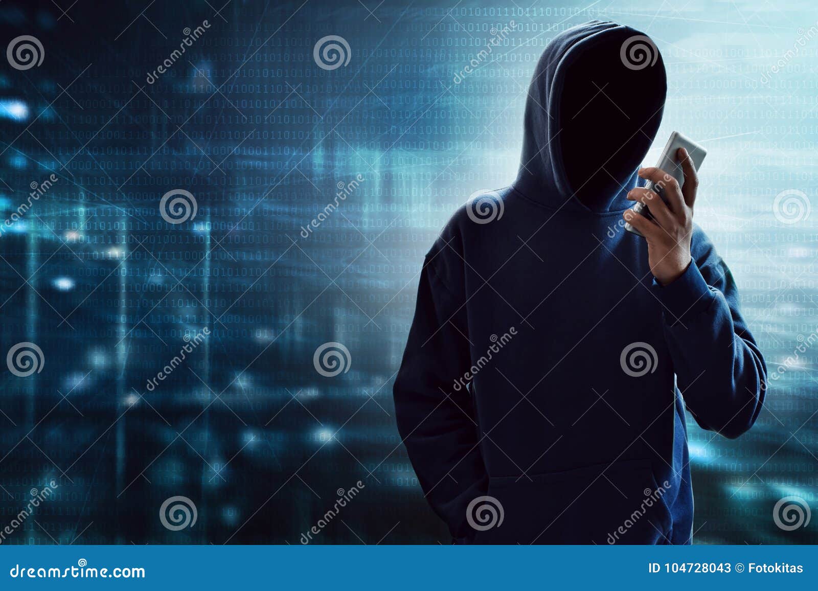 Anonymous Hacker Using Mobile Phone Stock Image - Image of data, hacker ...