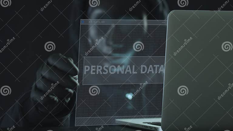 Unknown Hacker Wearing Black Mask Pulls PERSONAL DATA Tab from a Laptop ...