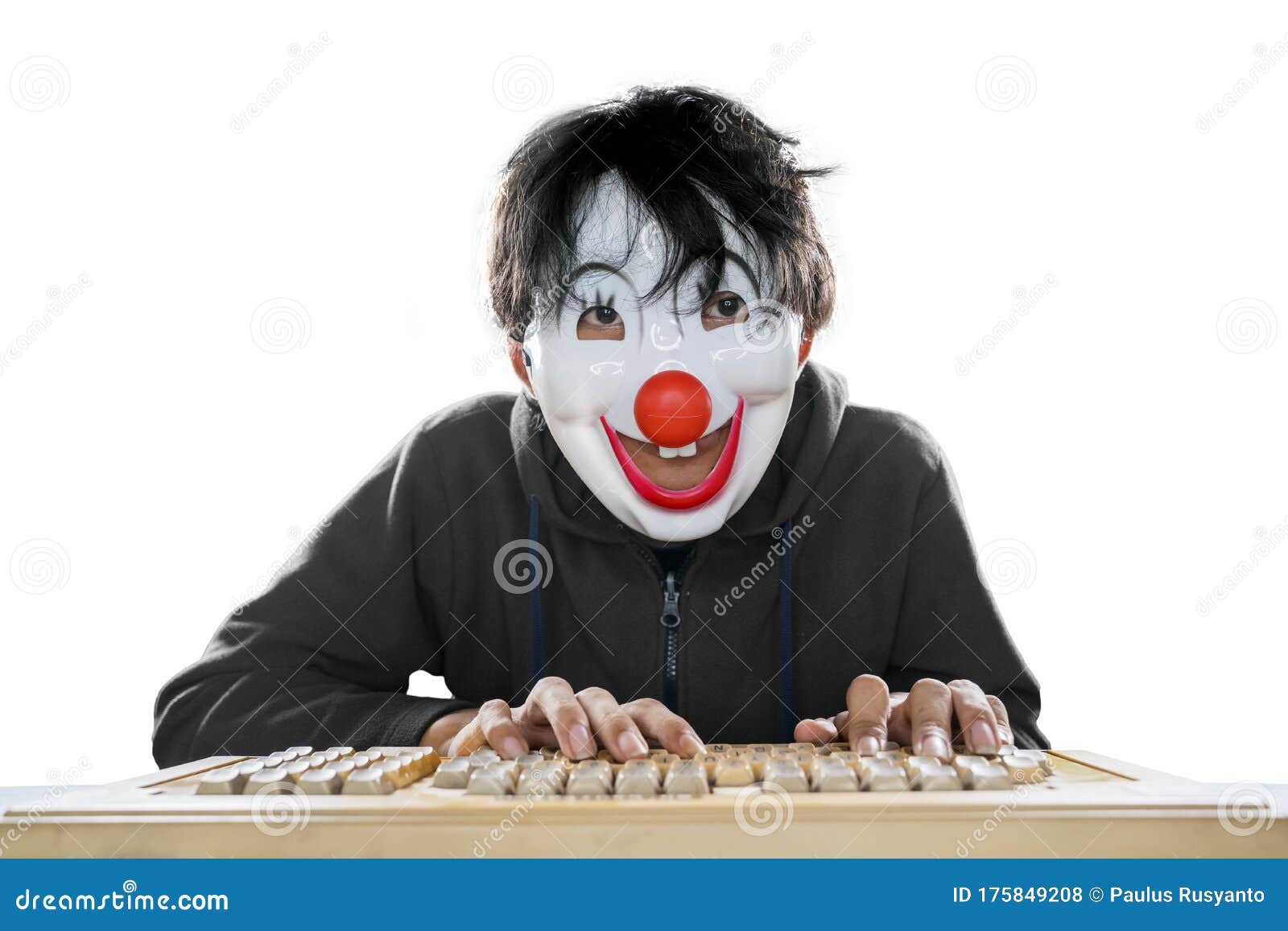 Unknown Hacker Wearing a Clown Mask Stock Photo - Image of cyberspace ...