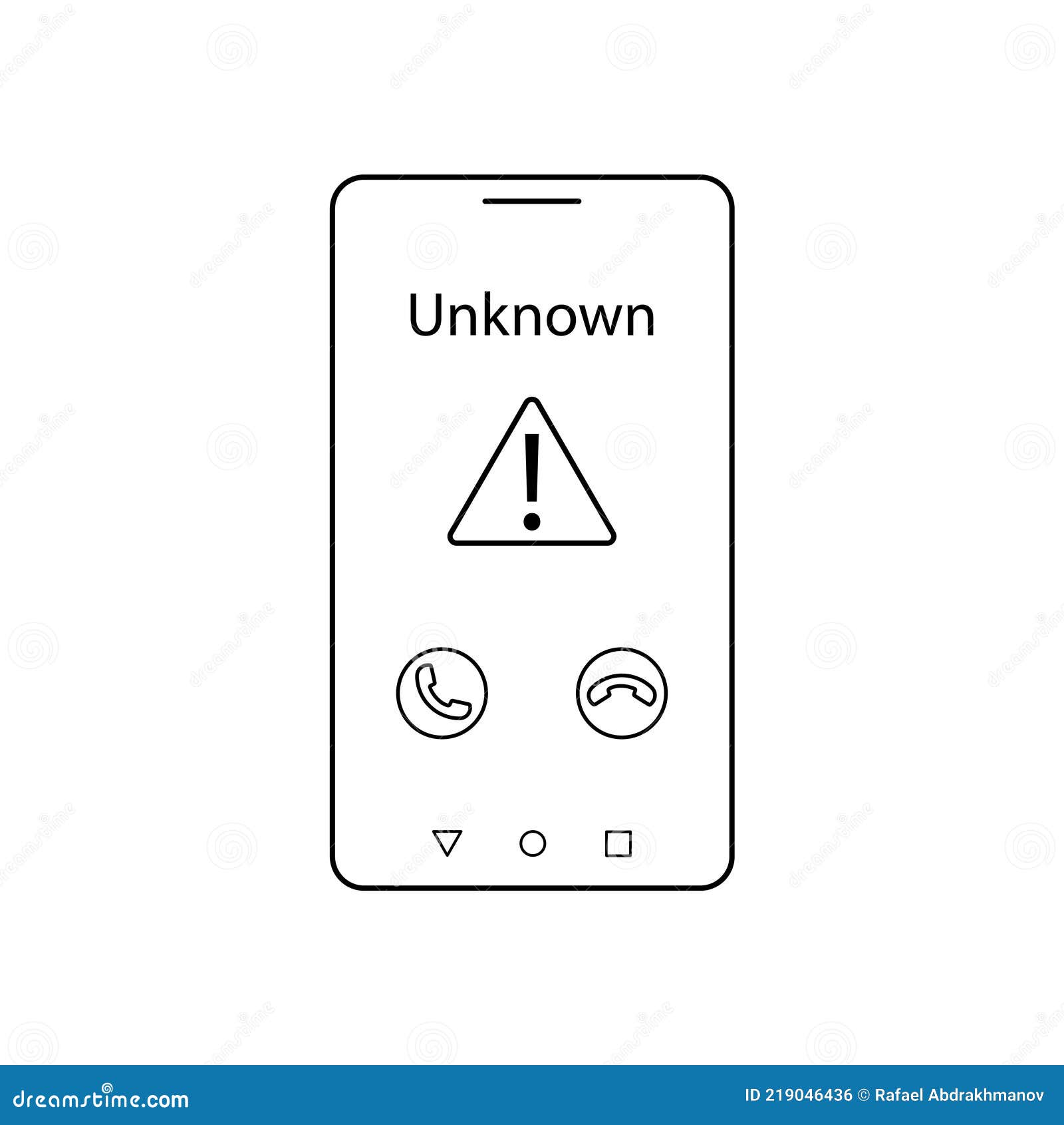 Unknown Number. Vector Outline Illustration. Smartphone Icon Stock ...