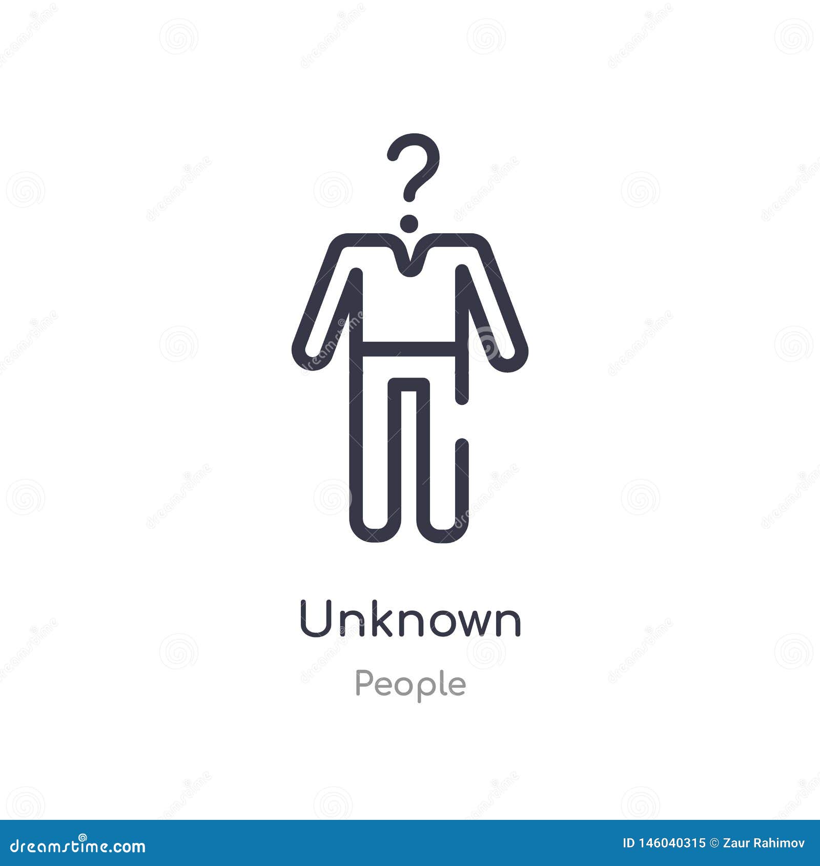 Unknown Outline Icon. Isolated Line Vector Illustration from People ...