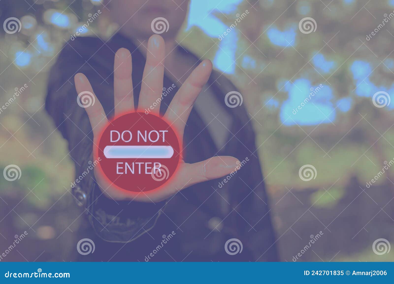Unknown People Show Sign `Do Not Enter` Sign Stock Image - Image of ...