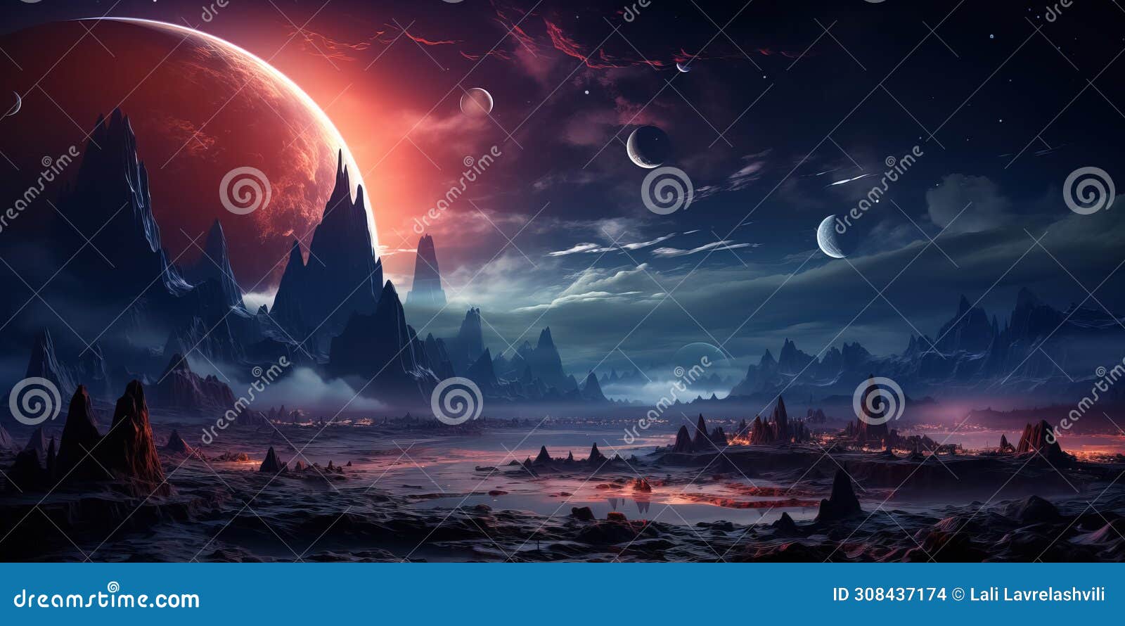 Unknown Planet from Outer Space. Generative AI Stock Illustration ...
