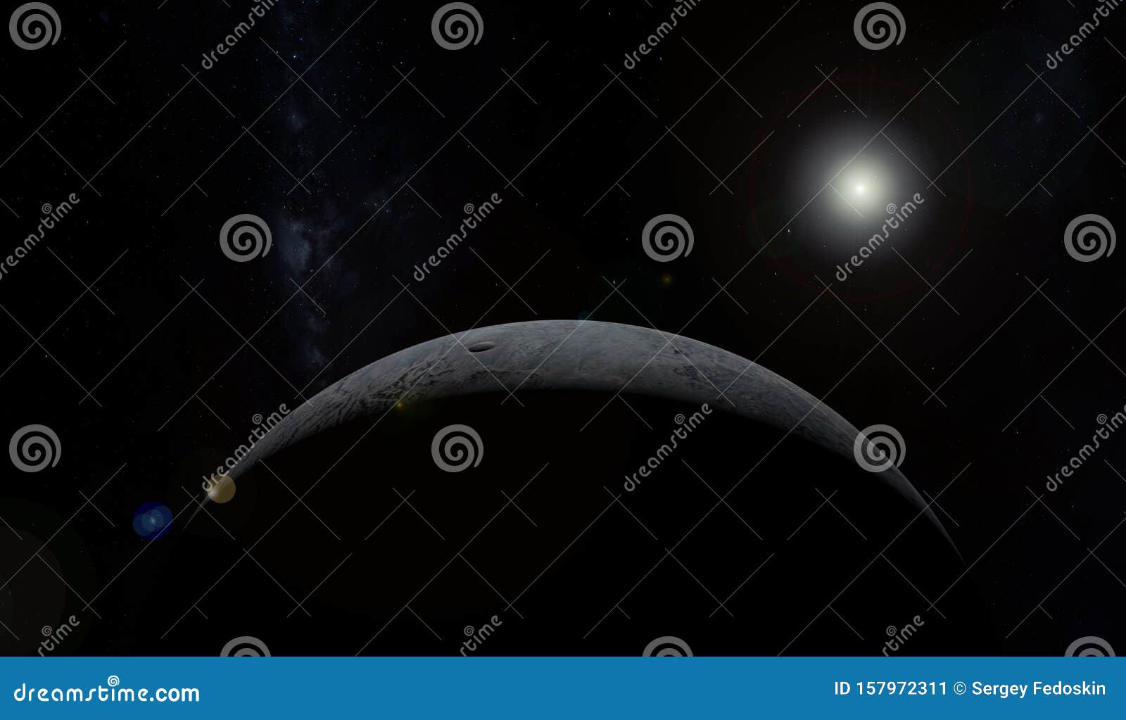 Unknown Planet in Outer Space with Stars and Nebulas. Space Exploration ...