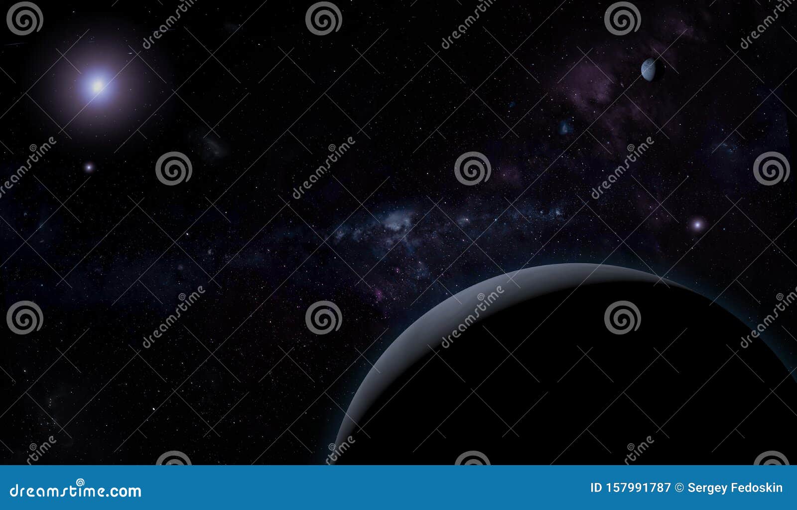 Unknown Planet in Outer Space with Stars and Nebulas. Space Exploration ...