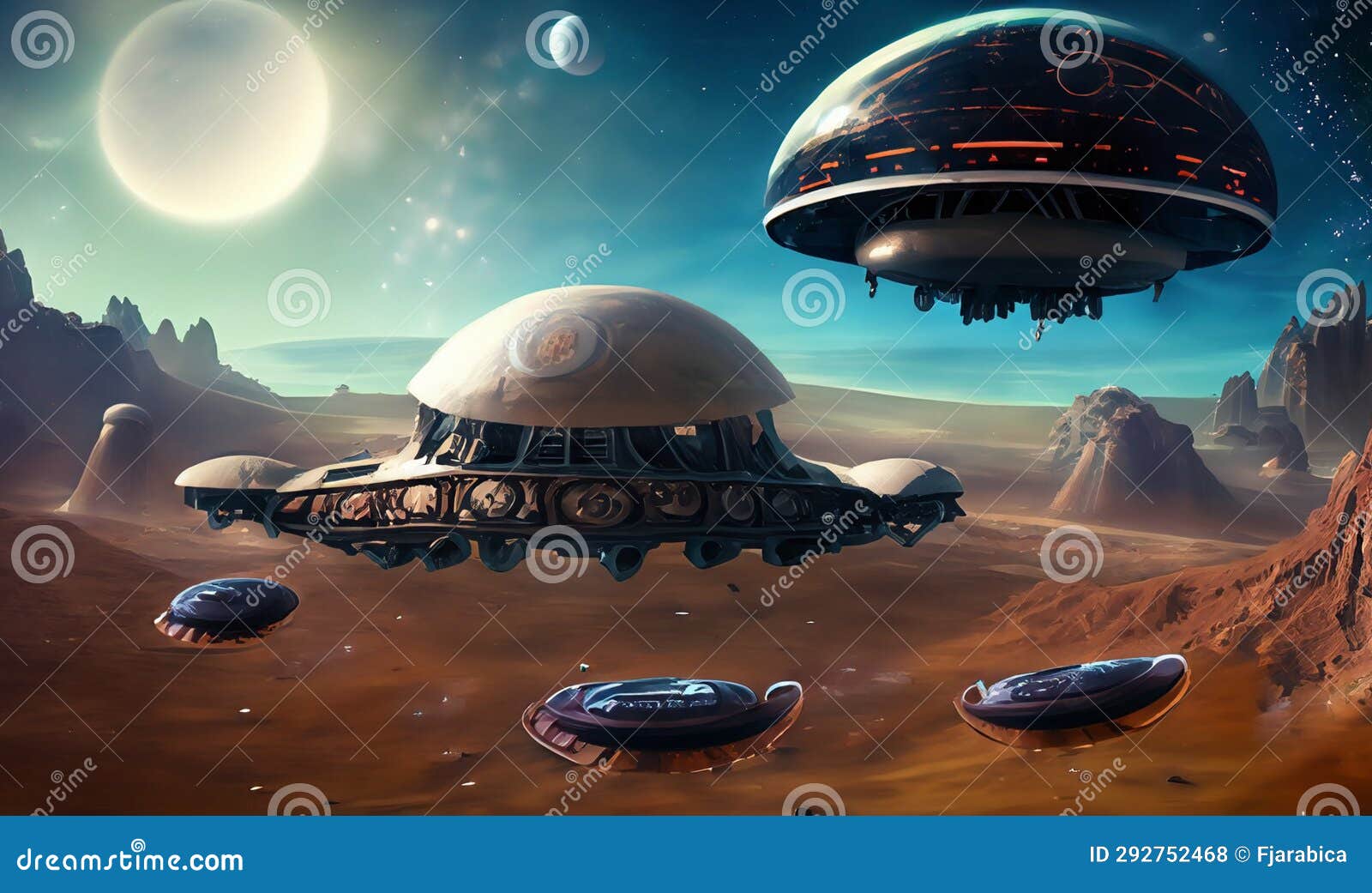 Alien Ships Illuminate The Enigmatic Pyramid Stock Image ...