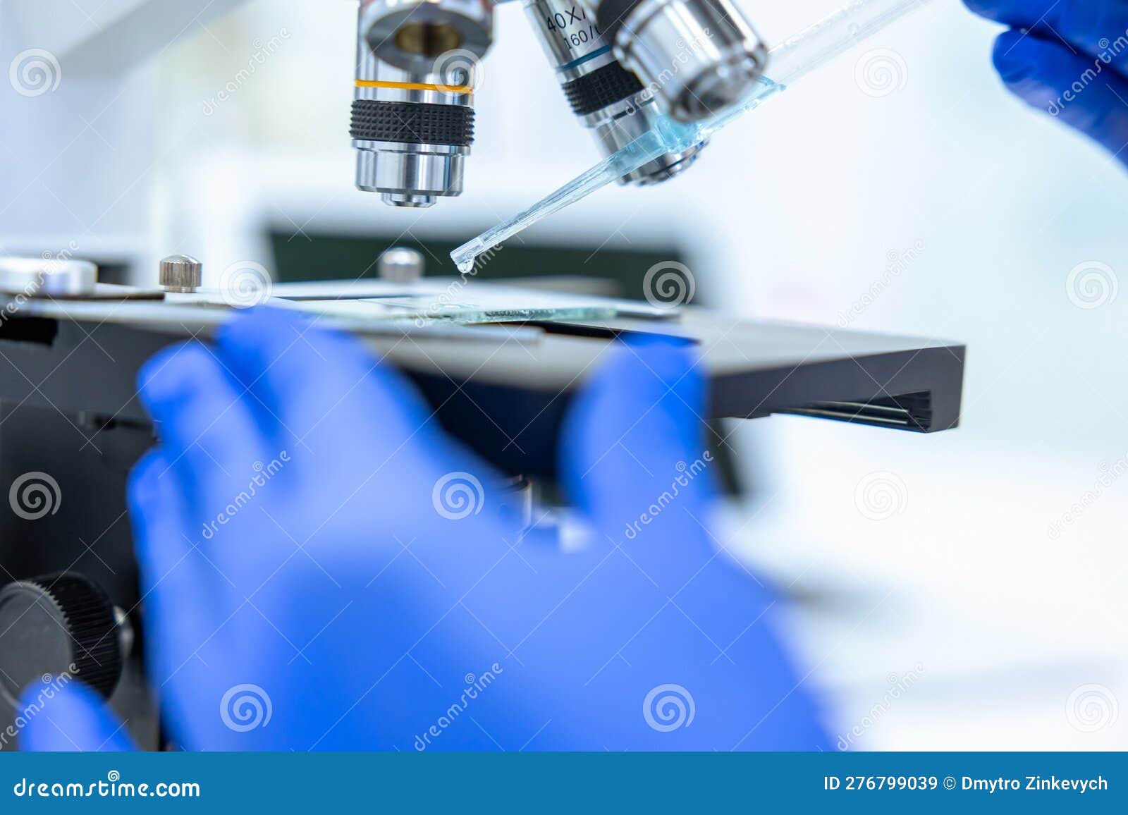 Unknown Scientist Working in Science Laboratory Microscoping ...