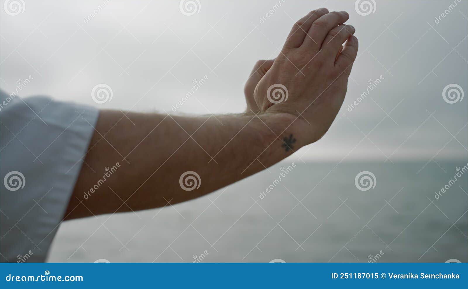 Unknown Sportsman Hands Practicing Karate Position. Strong Man Training ...