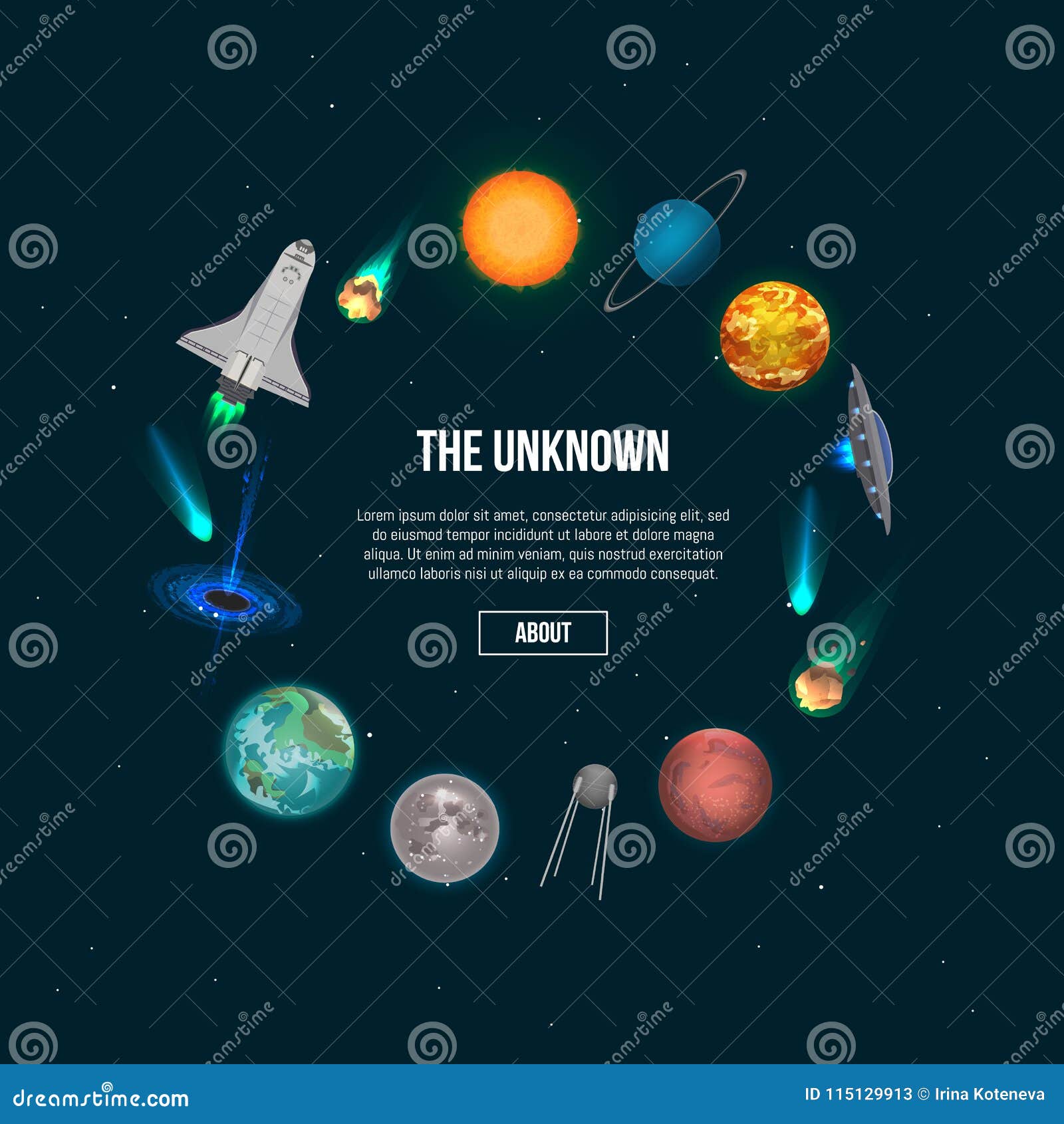 The Unknown Universe Banner with Cosmic Elements Stock Vector ...