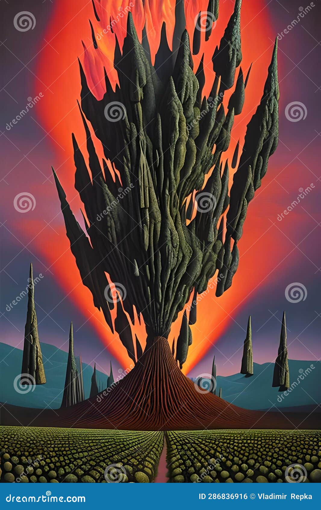 The Unknown Volcano - AI Generated Art Stock Illustration ...