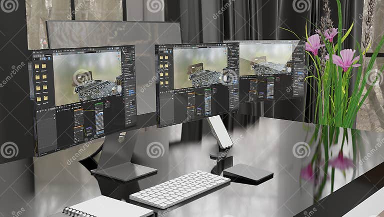 Computer with Dynamic Screen Display Featuring an Illustration of a ...