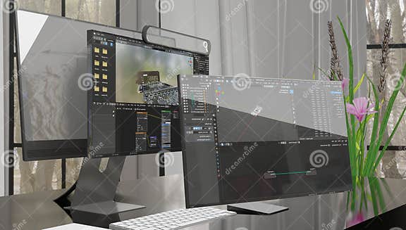 Computer with Dynamic Screen Display Featuring an Illustration of a ...