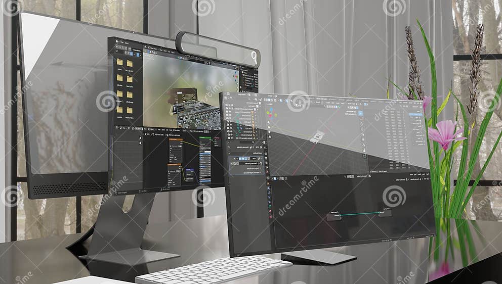 Computer with Dynamic Screen Display Featuring an Illustration of a ...