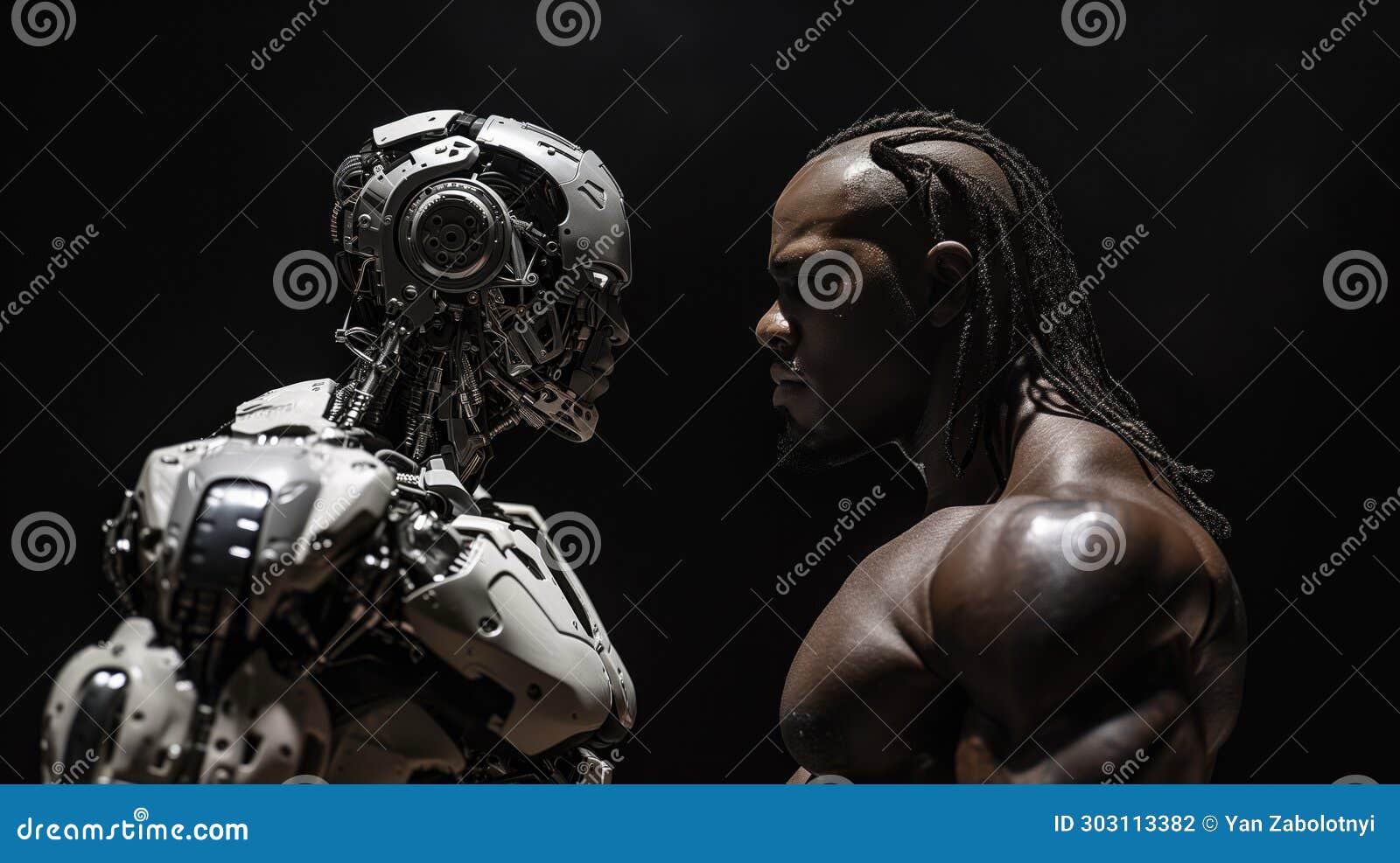 An Unlikely Battle a Cyber Robot Wrestler Vs Stock Illustration ...
