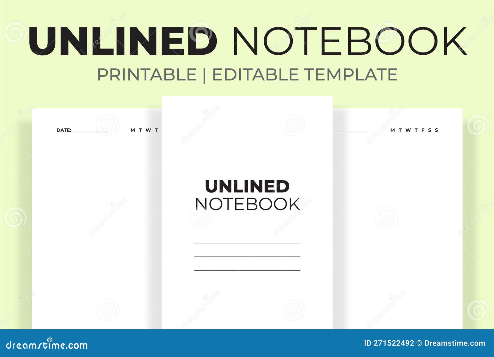 Unlined Notebook KDP Interior Stock Vector - Illustration of planner ...