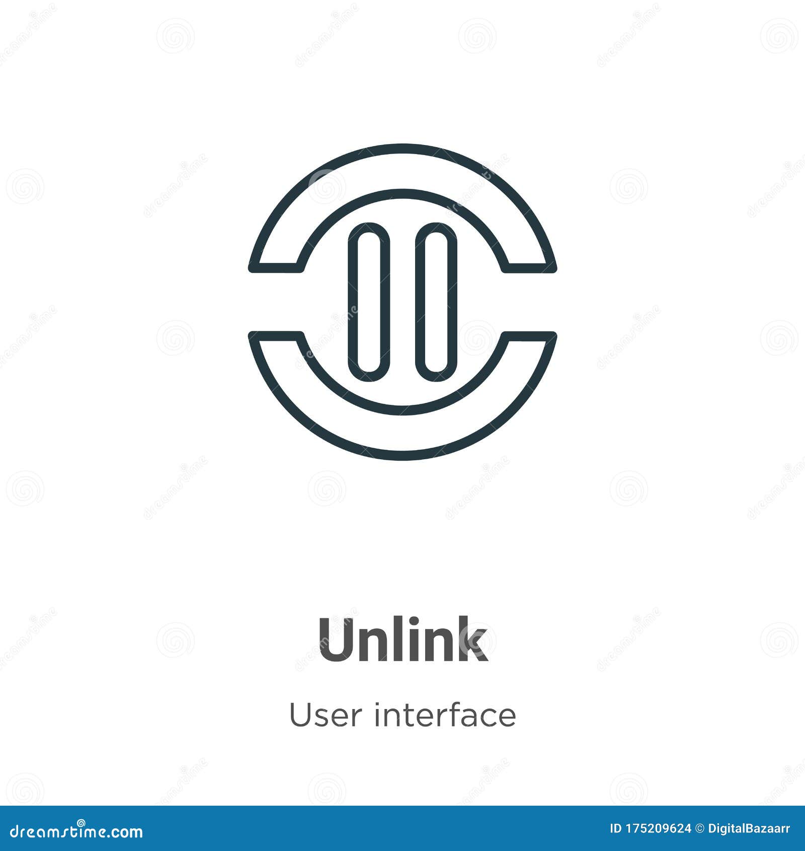 Unlink Outline Vector Icon. Thin Line Black Unlink Icon, Flat Vector ...