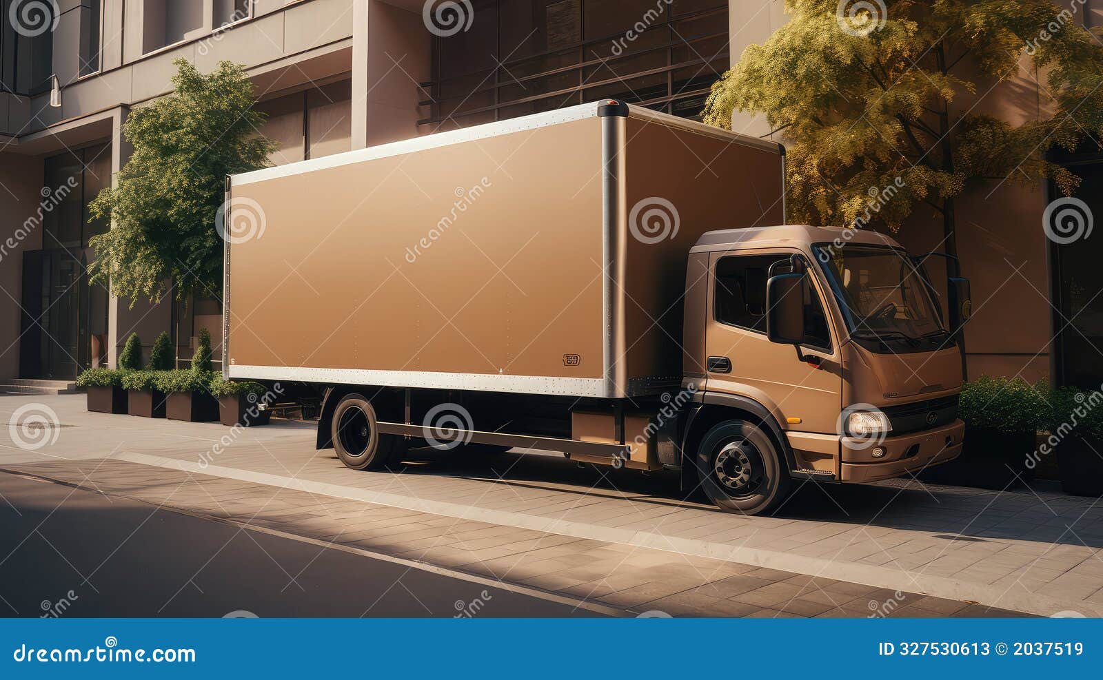 Unloading Brown Delivery Truck Stock Illustration - Illustration of ...
