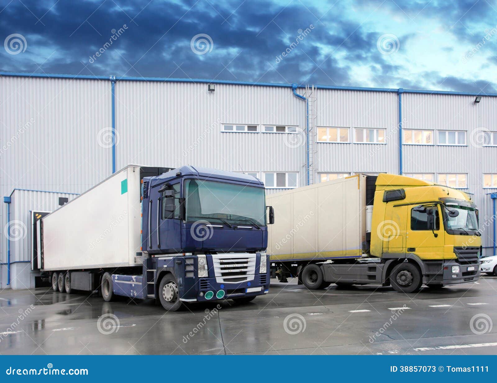 Unloading Cargo Truck at Warehouse Building Stock Image - Image of ...