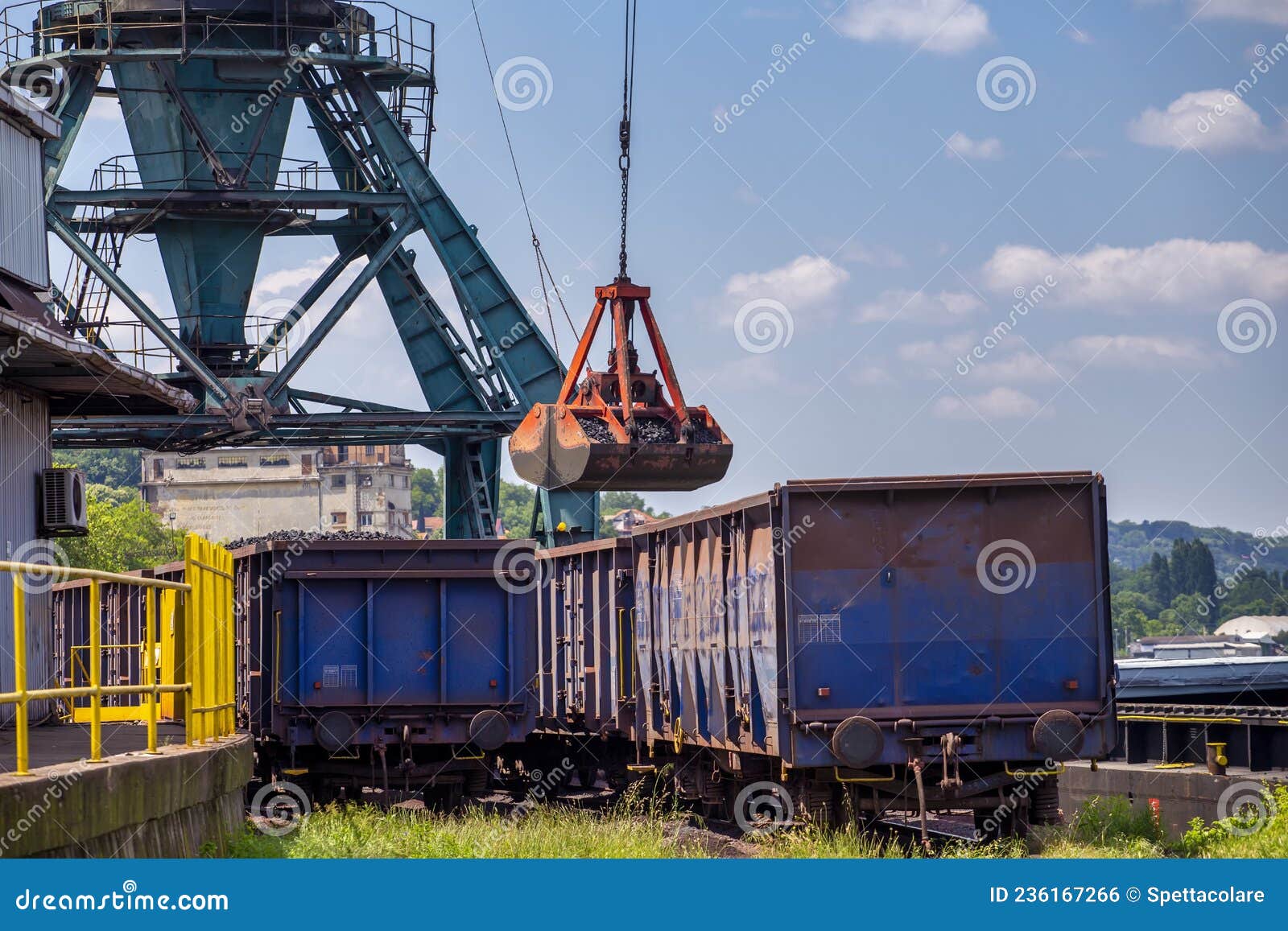 Unloading Coal From Barge To Hopper Royalty-Free Stock Photography ...