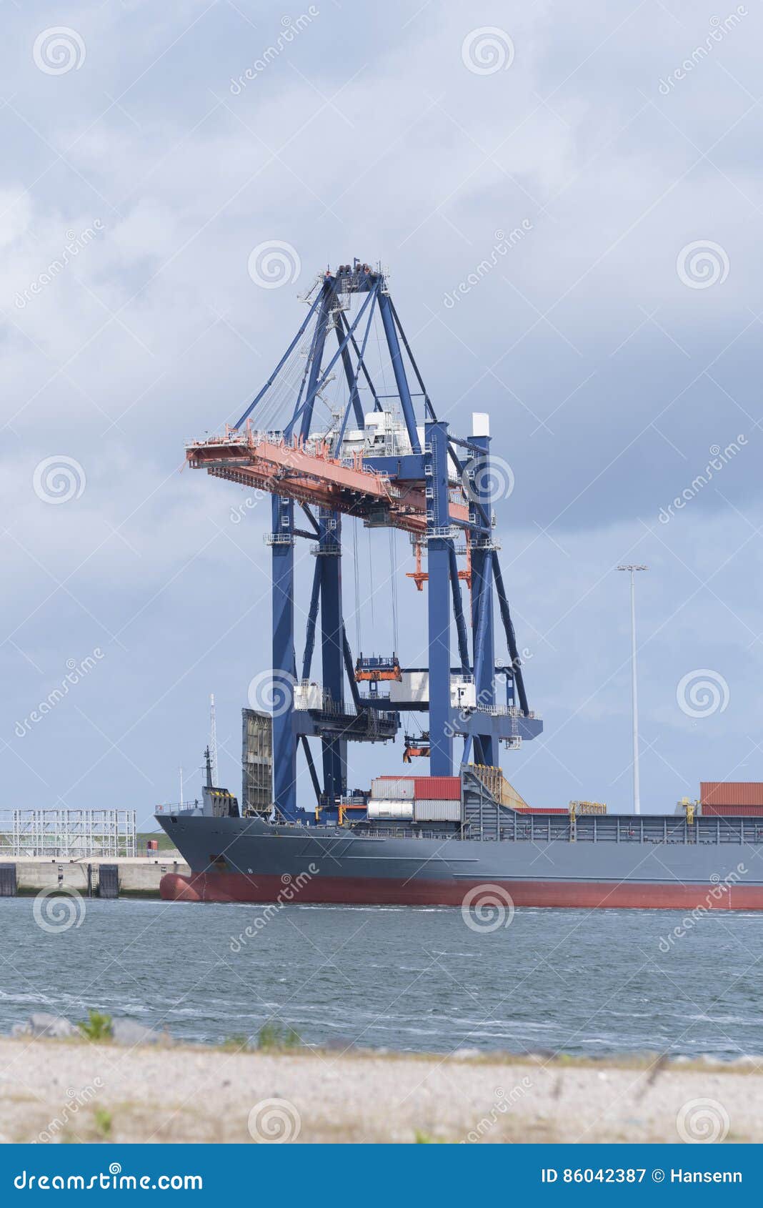 Unloading a container ship stock image. Image of industrial - 86042387