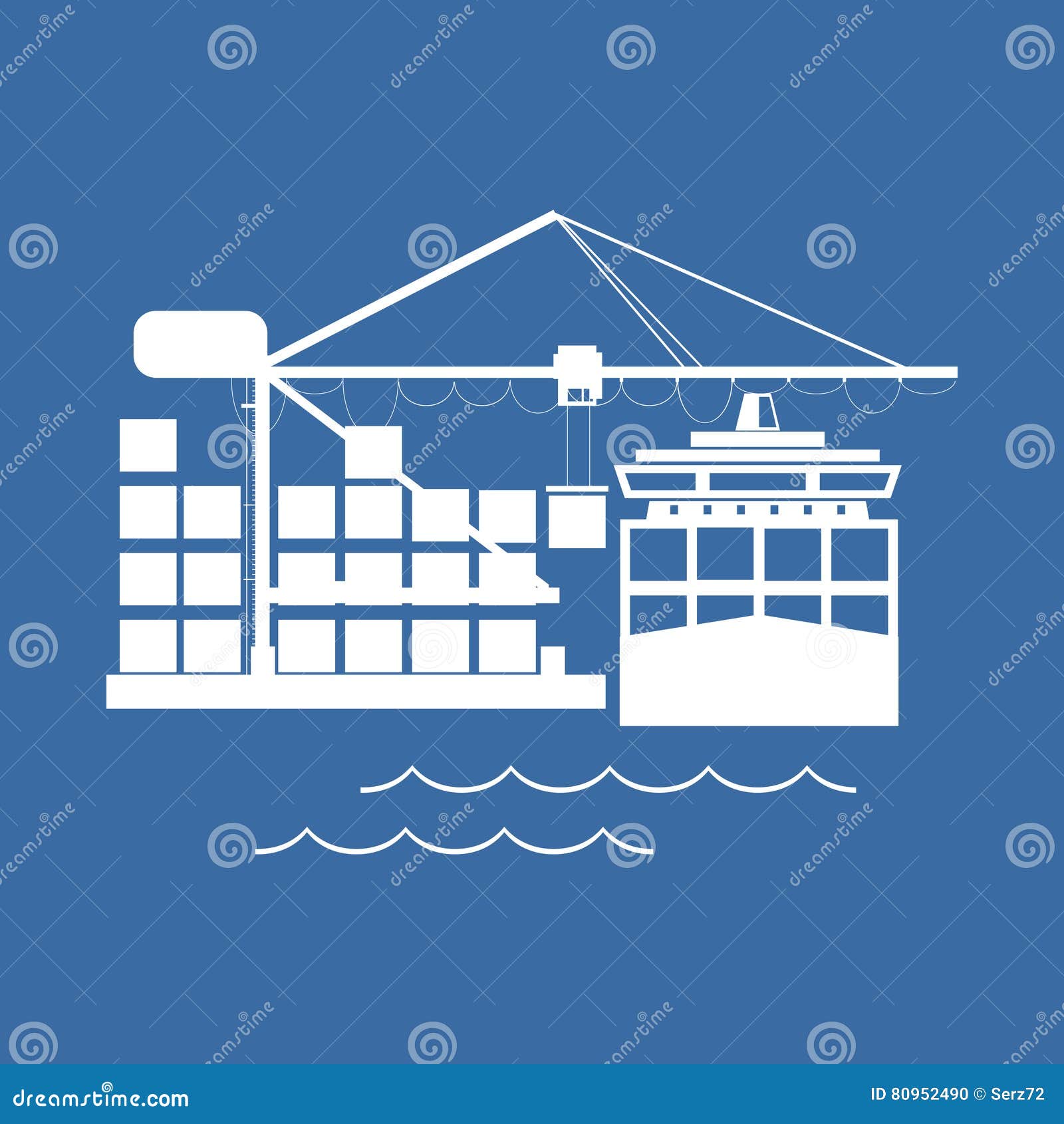 Unloading Containers from a Cargo Ship Stock Vector - Illustration of ...