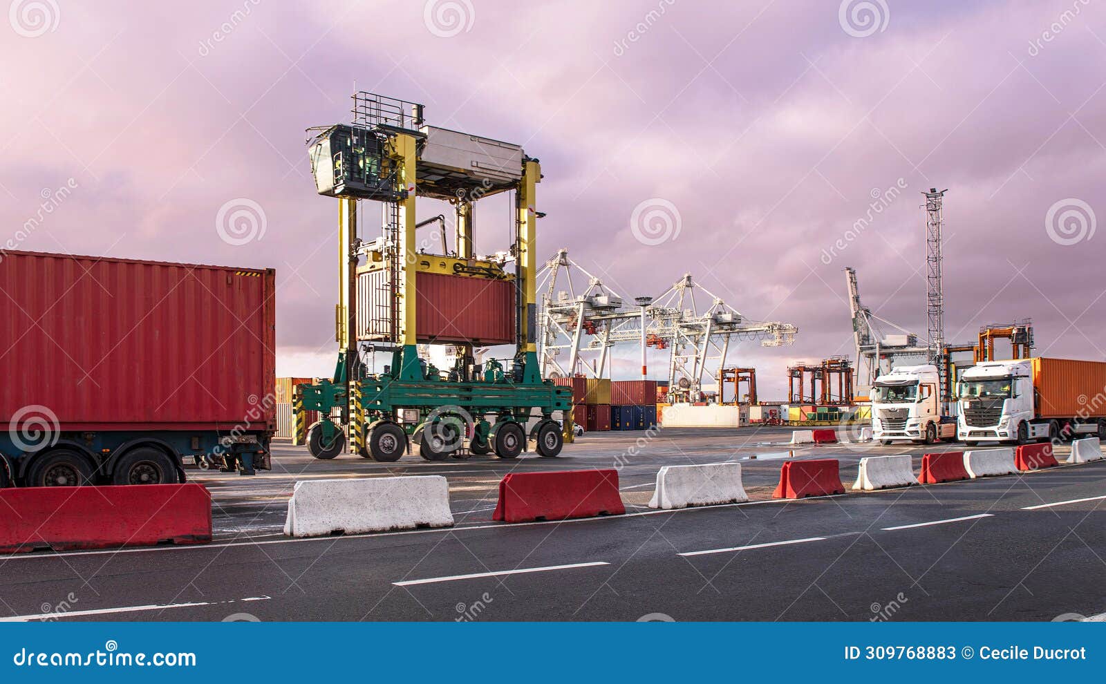 Unloading Containers at a Port Stock Image - Image of transport ...