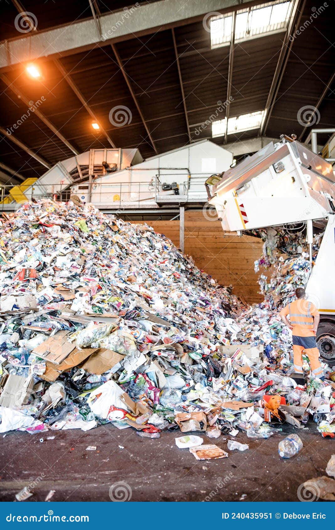 Unloading a Dump Truck of Waste into a Storage Room before Recycling ...