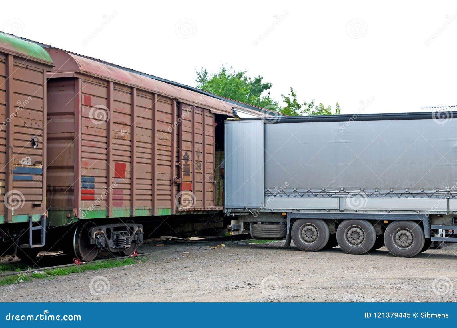 Unloading a Freight Car into a Wagon Stock Image - Image of shipping ...