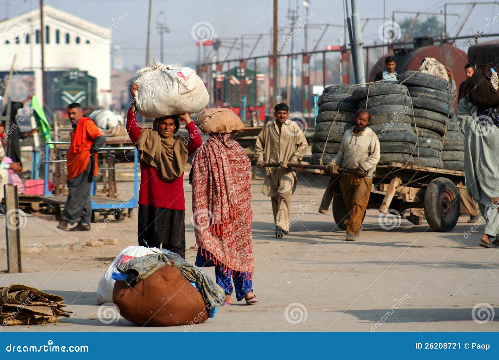 Unloading goods editorial photo. Image of asian, carrying - 26208721