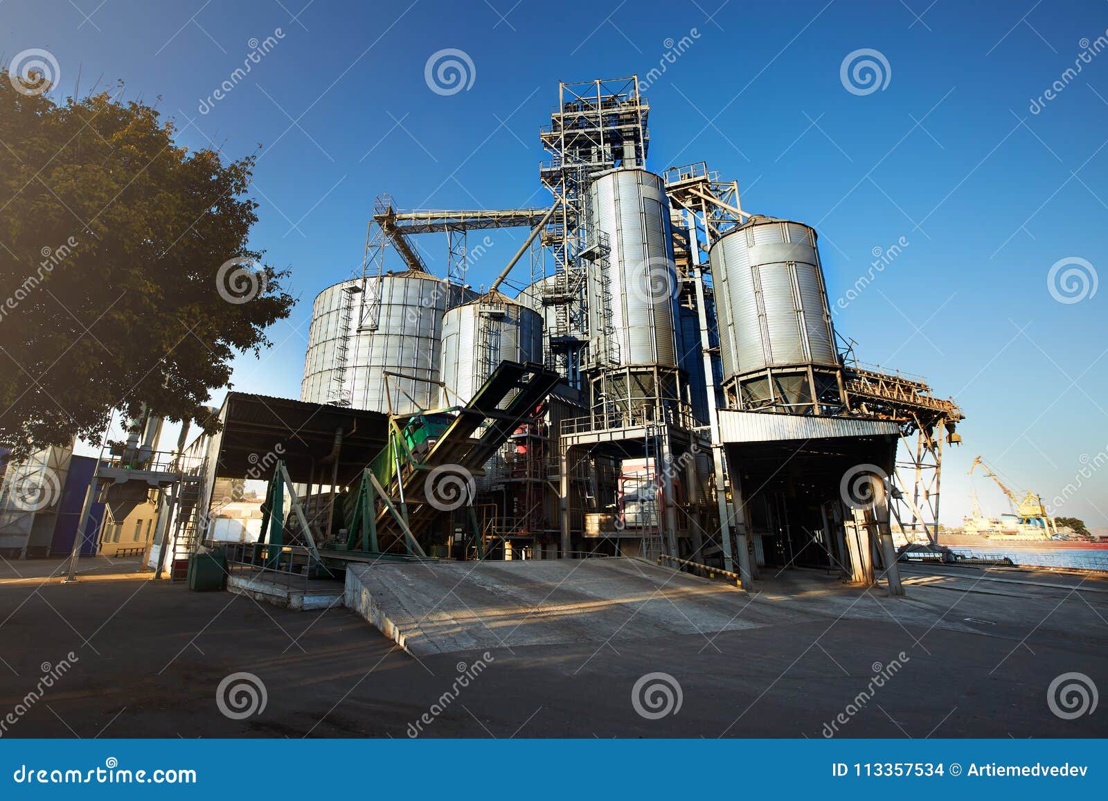 Unloading Grain Truck at Elevator on Elevating Hydraulic Platform ...