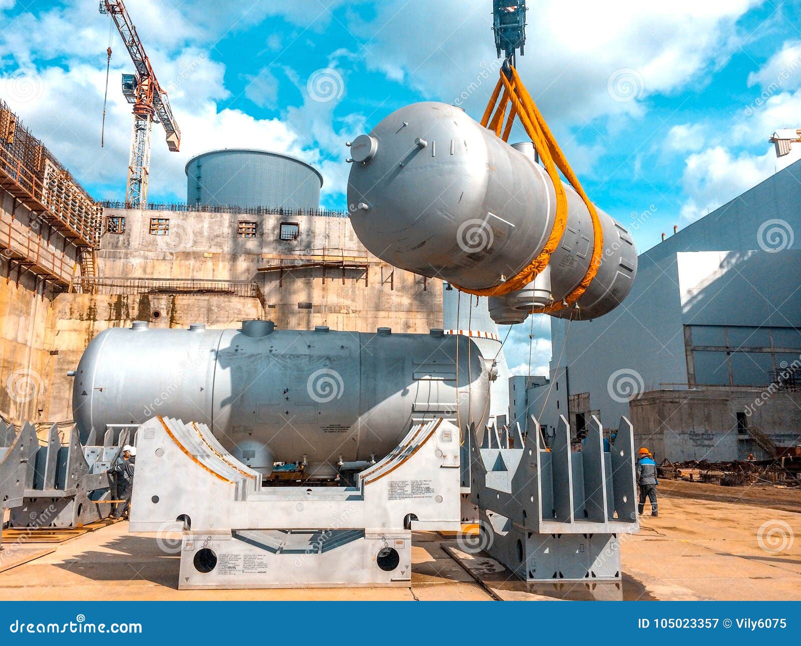 Unloading of Heavy Equipment at the Construction Site Editorial ...