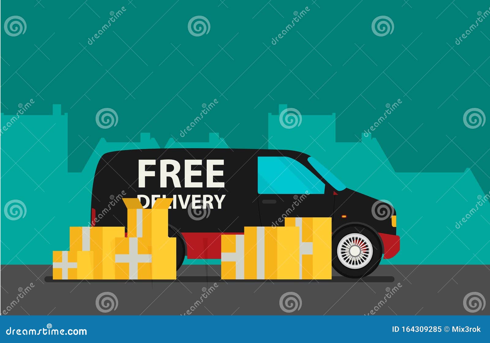 Unloading Of Sea Cargo Containers By A Forklift. Cartoon Vector ...