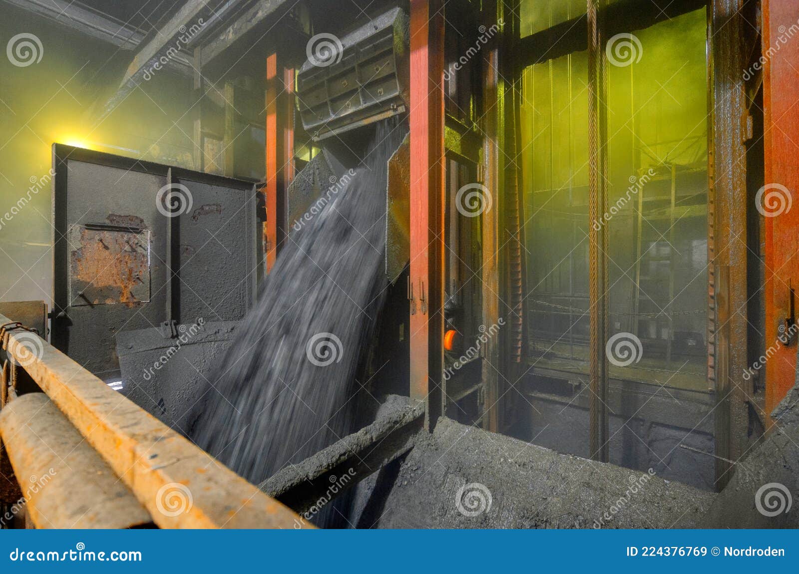 Unloading Ore from the Skip. Cargo Skip Shaft of an Underground Mine ...