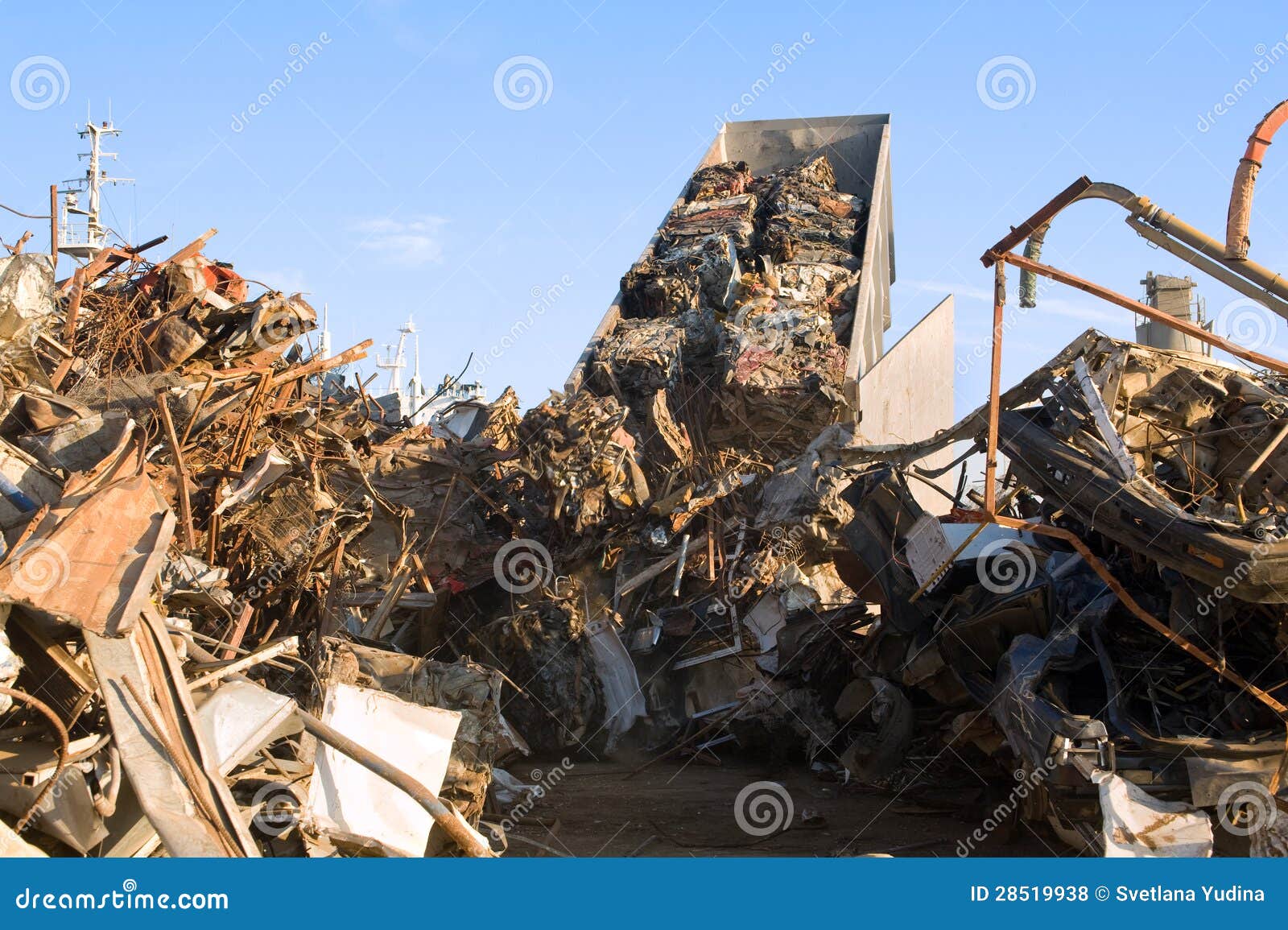 Unloading of Scrap Metal at the Port Stock Photo - Image of junk, blue ...