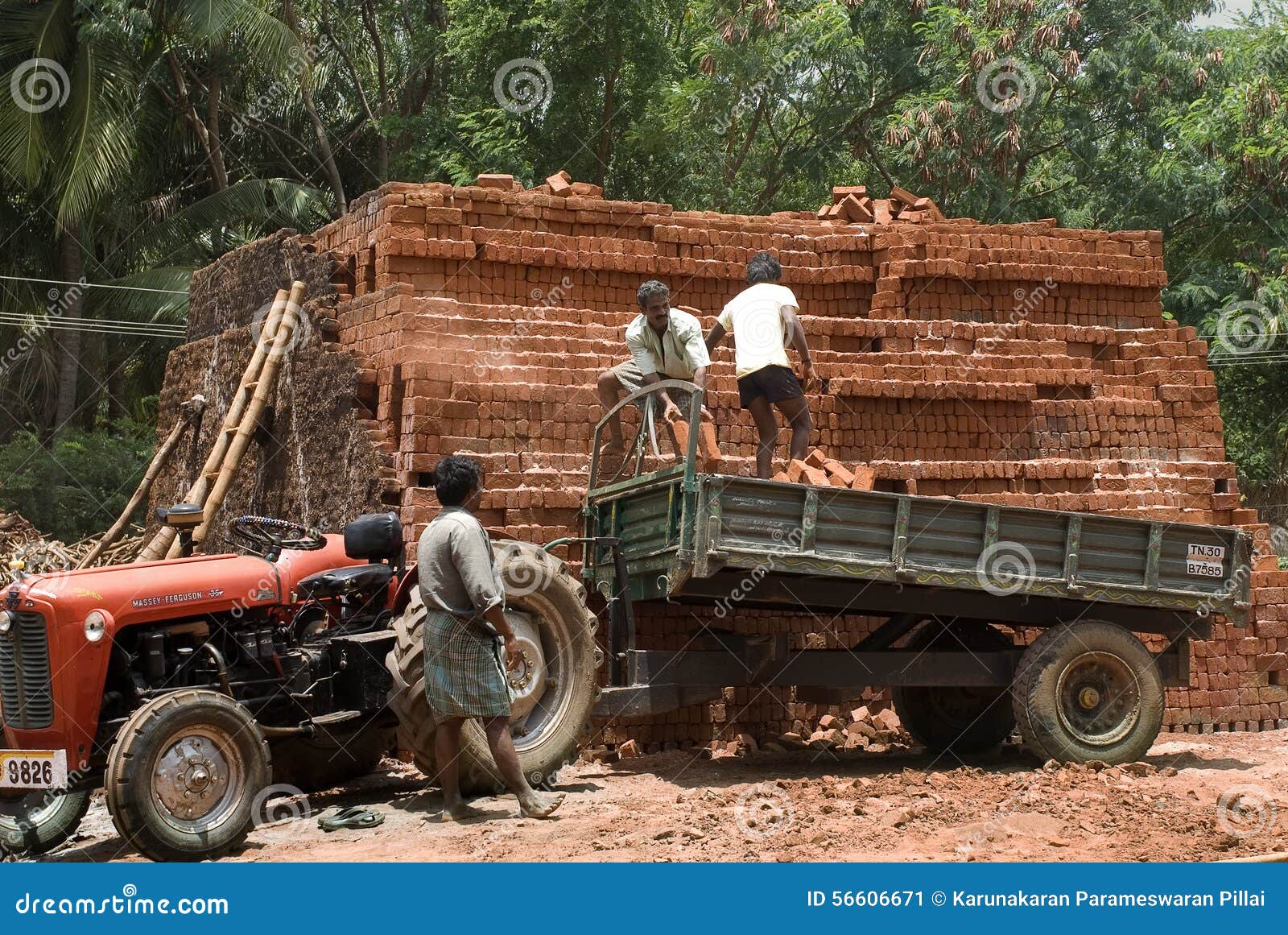 Unloading and Stacking Mud Bricks Editorial Photo - Image of soil ...