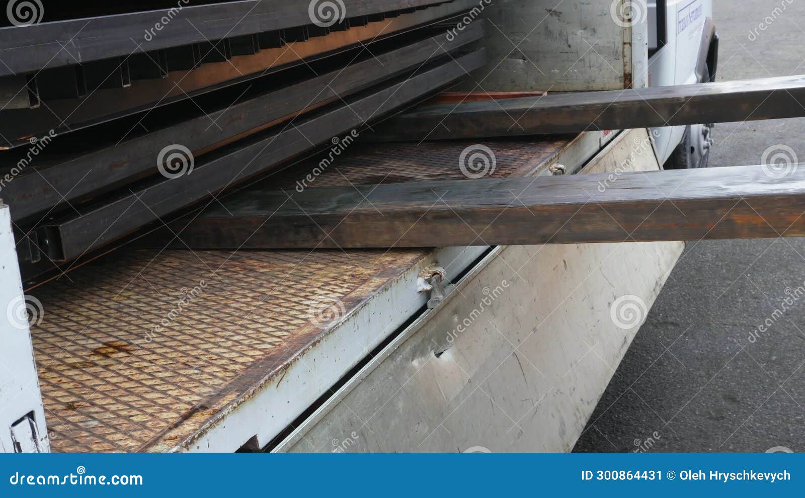 Unloading a Steel Structure Using a Pneumatic Forklift. Stock Video ...