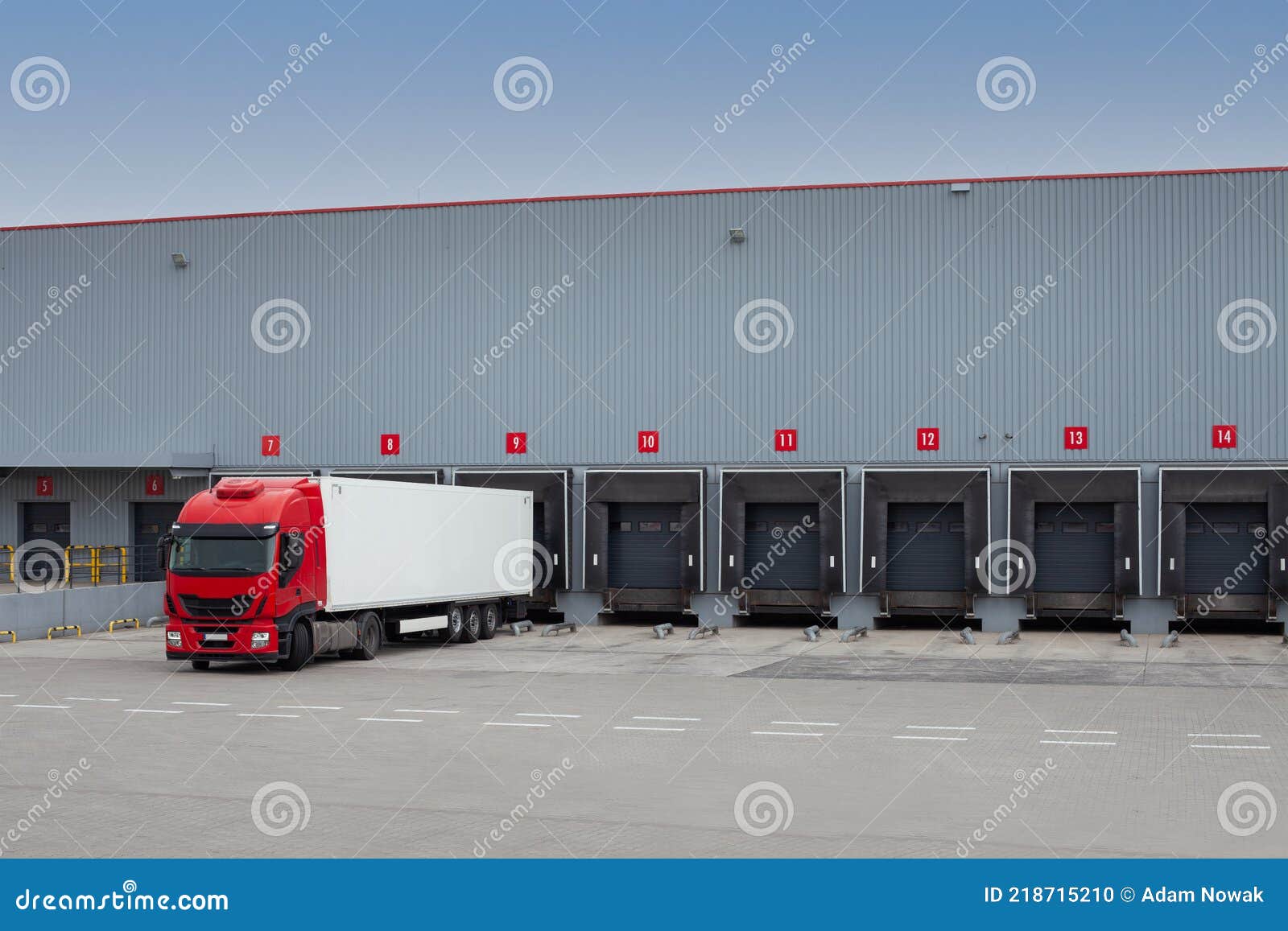 Unloading Trucks at a Modern Warehouse Complex Stock Photo - Image of ...