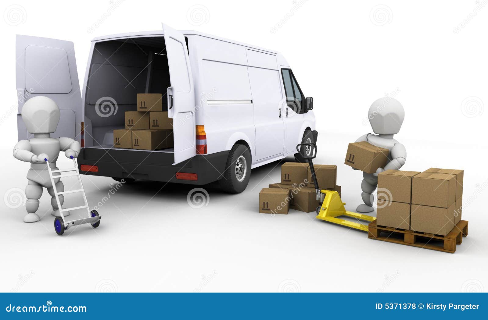 Unloading a van stock illustration. Illustration of vehicle - 5371378