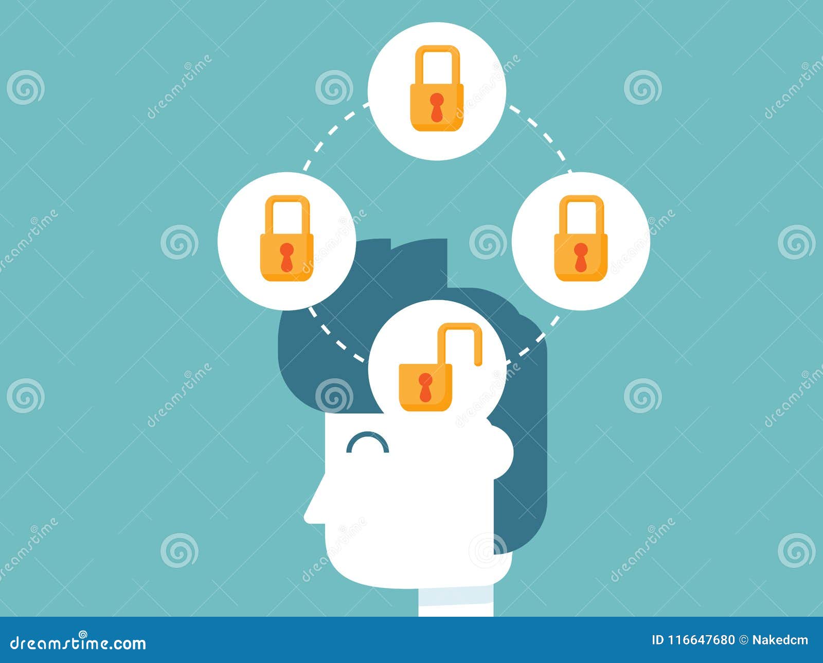 Unlock Brain and Mind, Possitive Thinking Stock Vector - Illustration ...