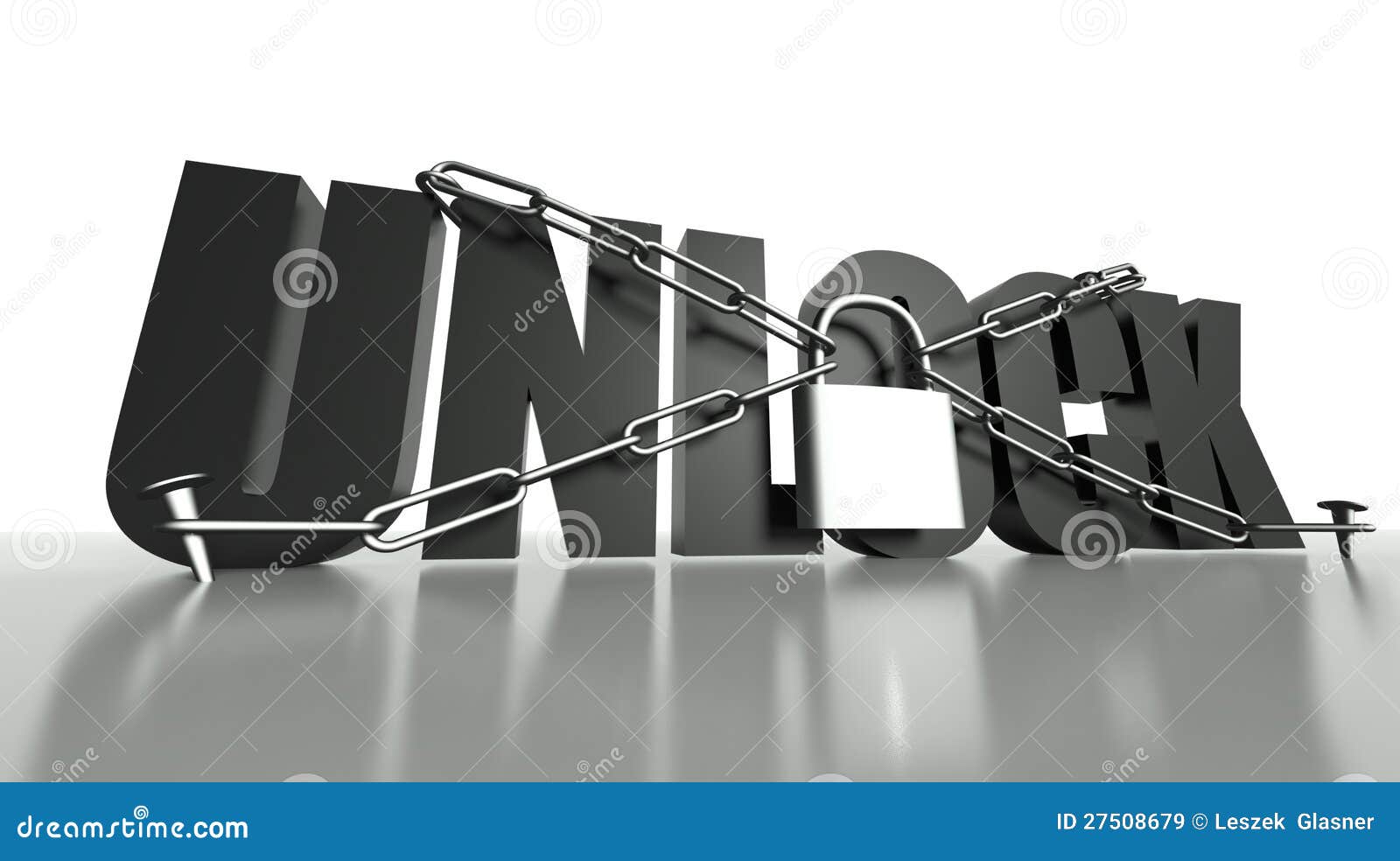 Unlock Concept, Safety Padlock and Chain Stock Illustration ...