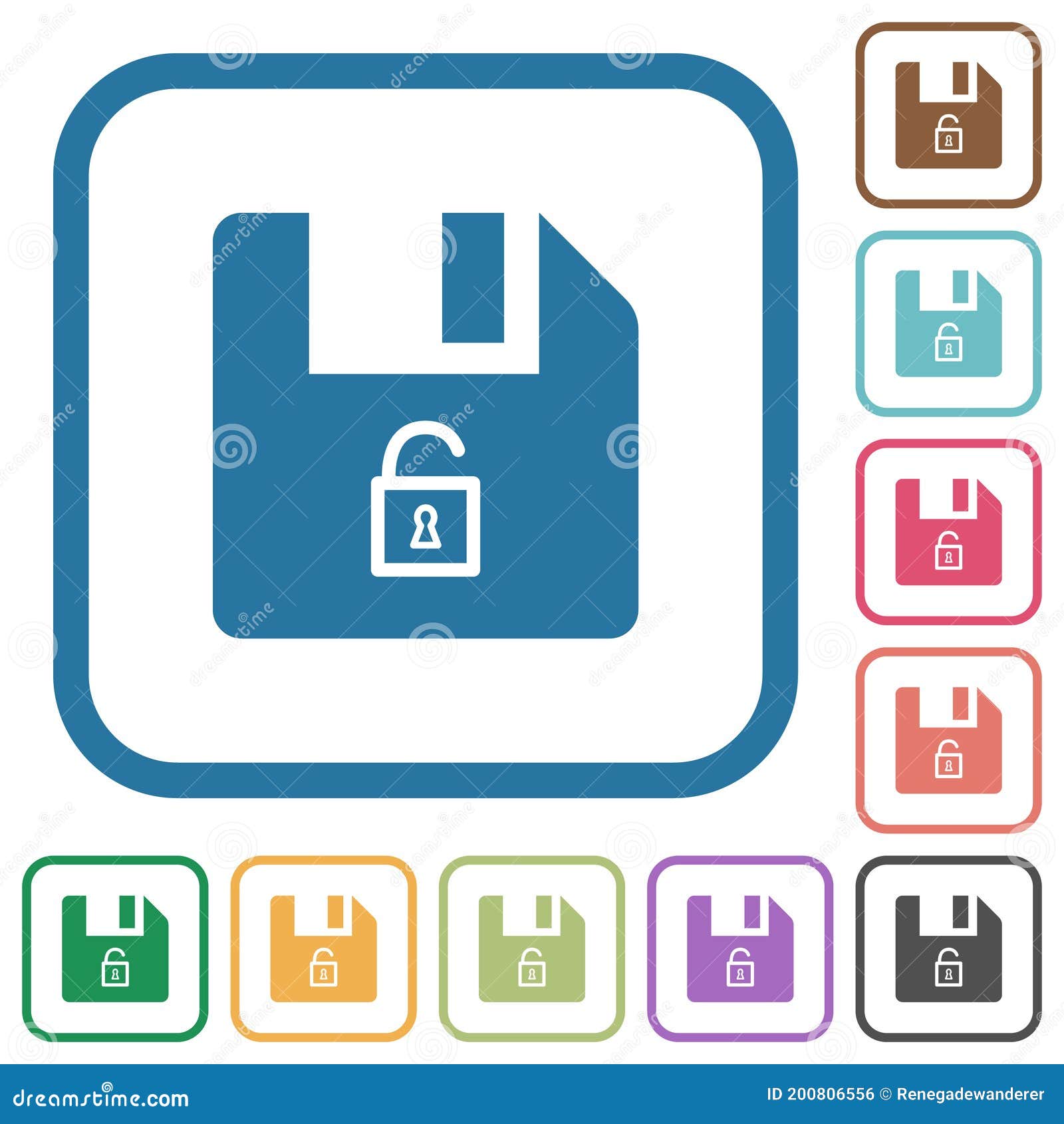 Unlock file simple icons stock vector. Illustration of icons - 200806556