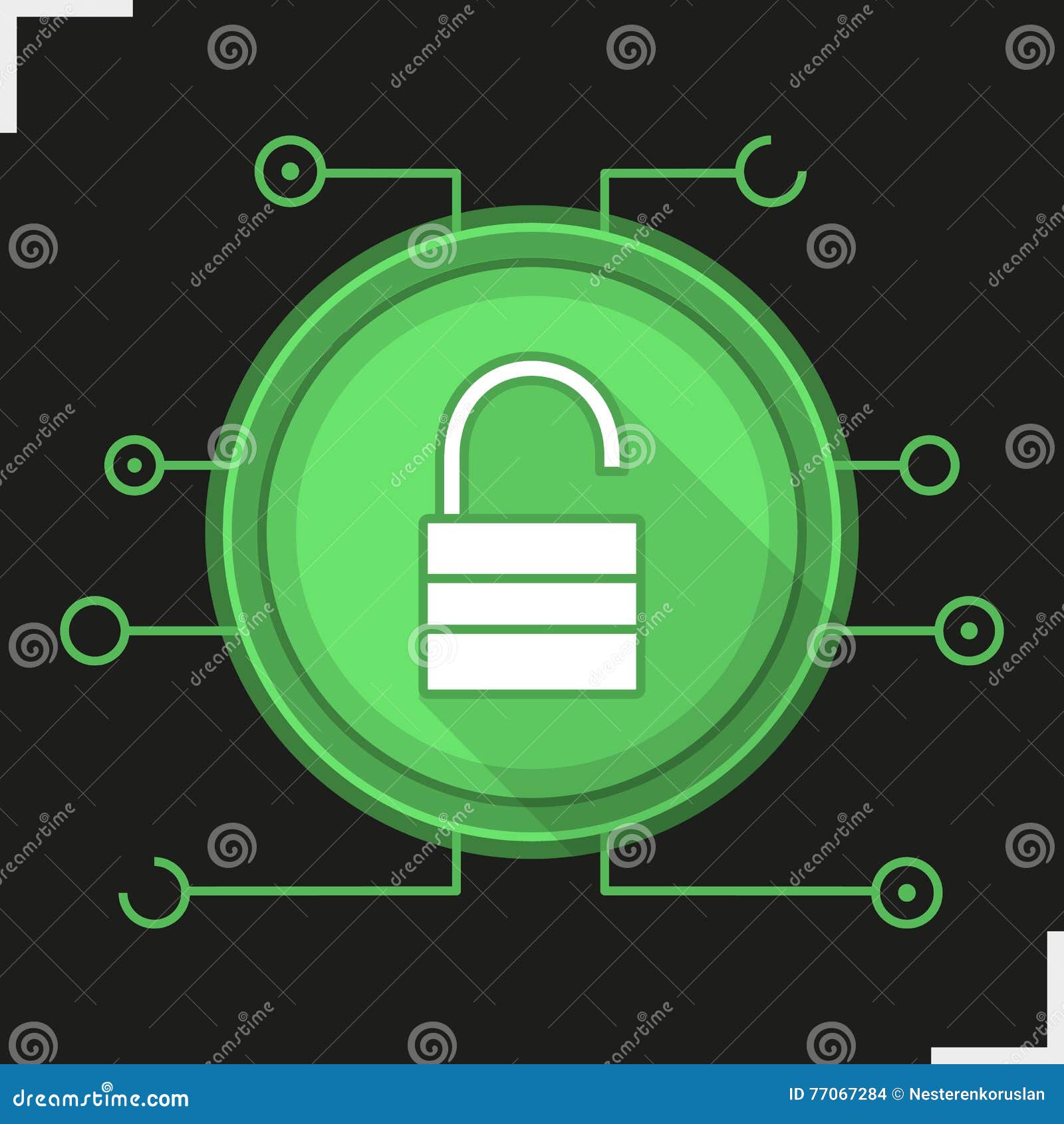 Unlock Flat Design Long Shadow Digital Icon Stock Vector - Illustration ...