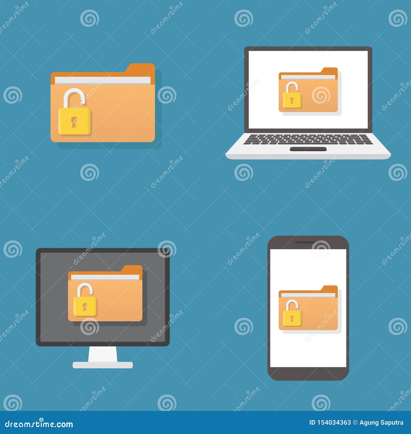 Unlock Folder Files Flat Design Vector Illustration Stock Vector ...