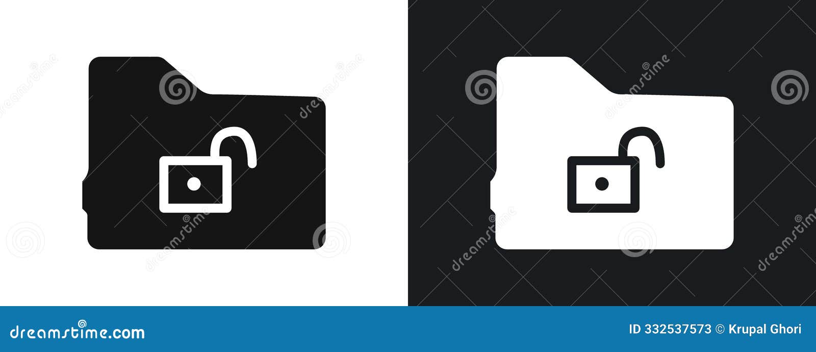Unlock Folder Icon Linear Graphics Set Vector in Black Stock Vector ...