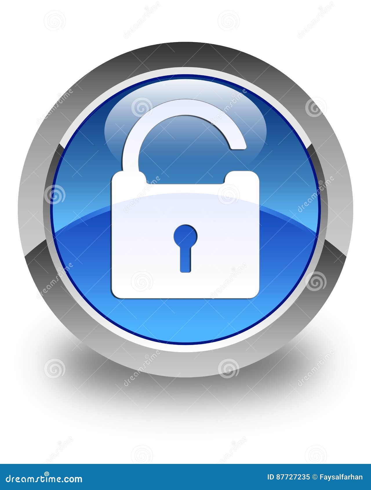 Unlock Icon Glossy Blue Round Button Stock Illustration - Illustration ...
